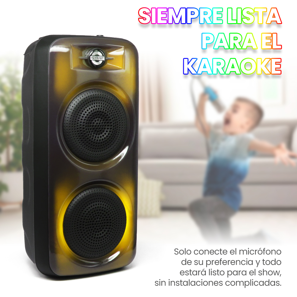 FS-1761BT BOCINA PORTÁTIL BLUETOOTH 2 BOCINAS CON LUZ FRONTAL - FOL México