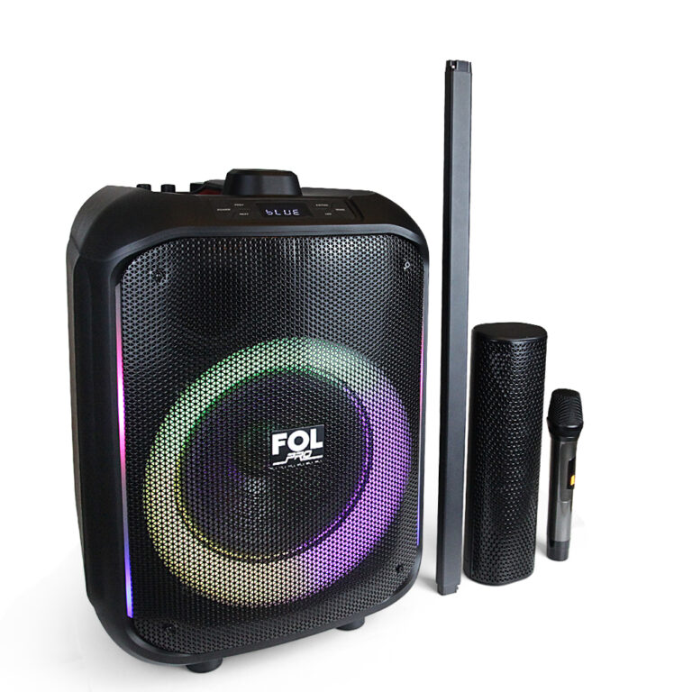 FS-T828 | Torre de Sonido Bluetooth Recargable con Micrófono y Luz RGB | FOL México
