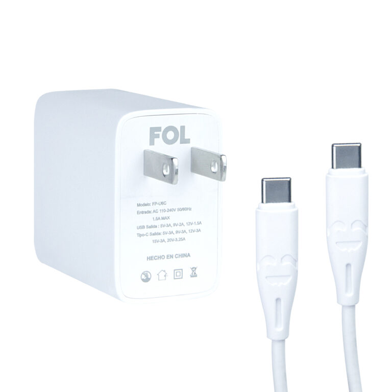 FP-U6C ADAPTADOR DOBLE PUERTO USB/TIPO-C Y CABLE DE CARGA ULTRA RÁPIDA 65W / GaN - FOL México